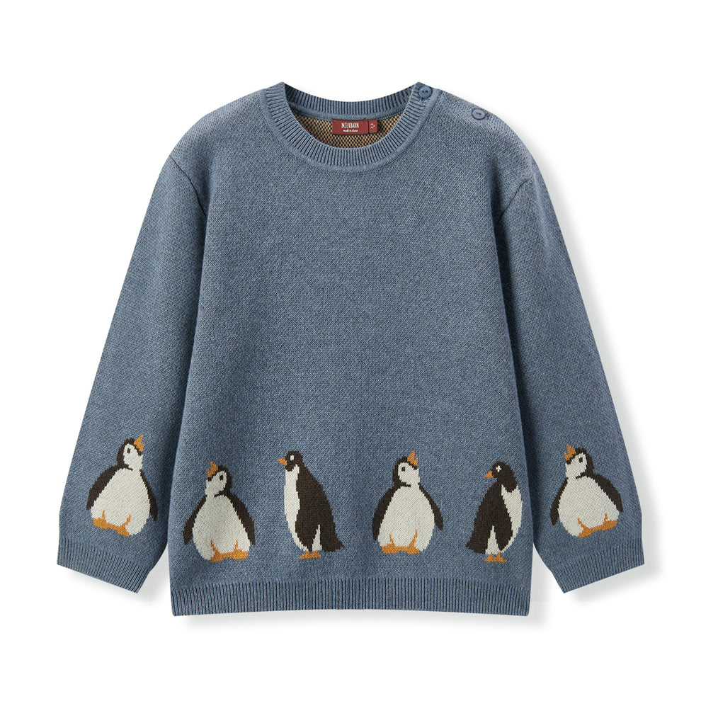Penguin Family Knitted Birdseye Jacquard Sweater – MILKBARN