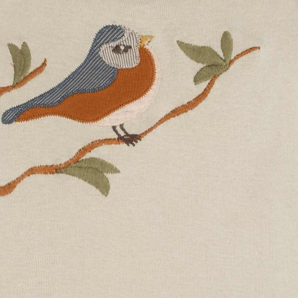 Blue Bird Appliqué Organic Cotton Short Sleeve One Piece – MILKBARN