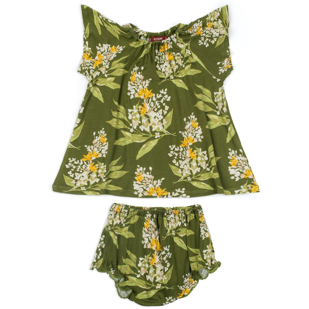 Green Floral Bamboo Dress & Bloomer Set – MILKBARN